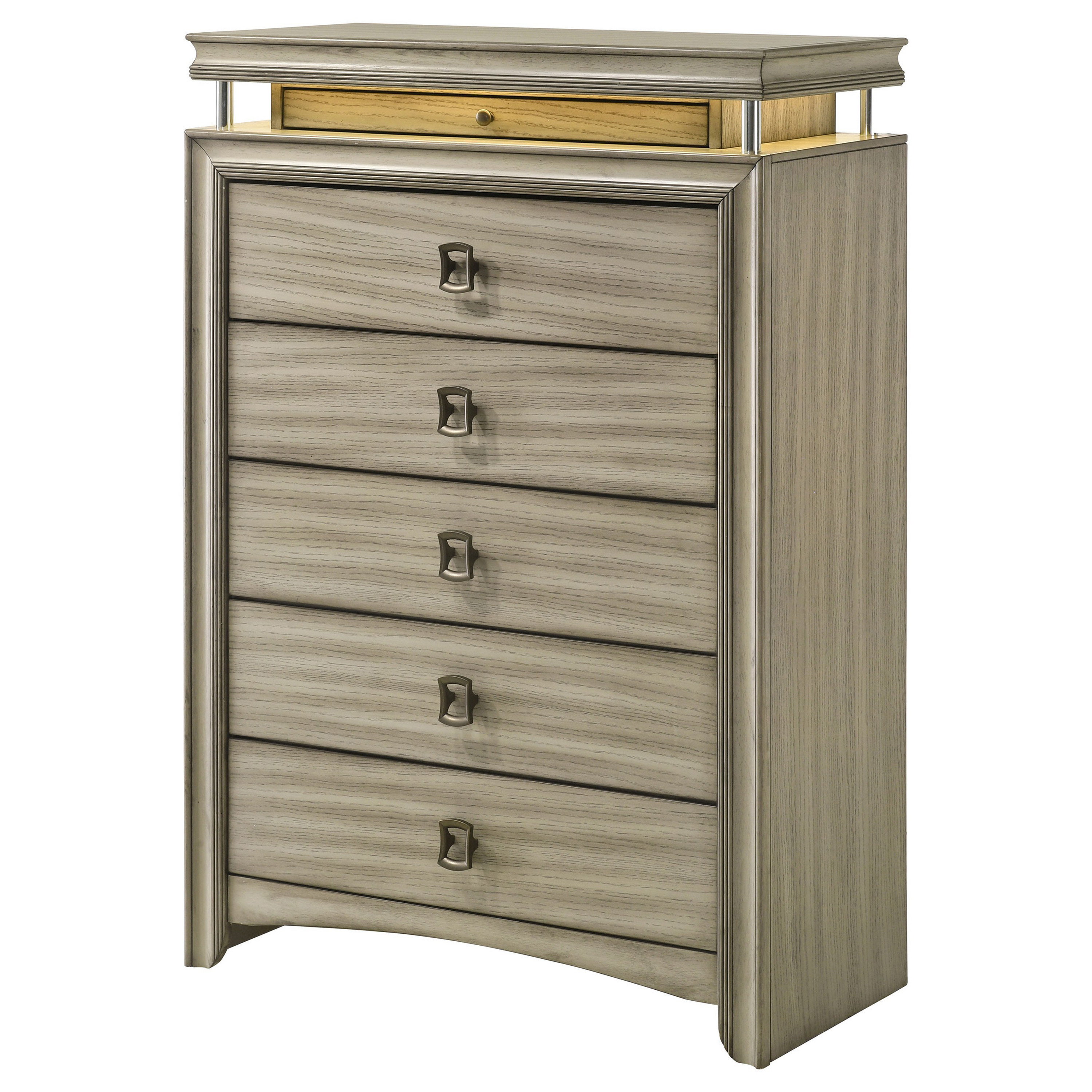 Benjara Sele Tall Dresser Chest, 6 Drawers, LED Lighting, Touch Switch ...