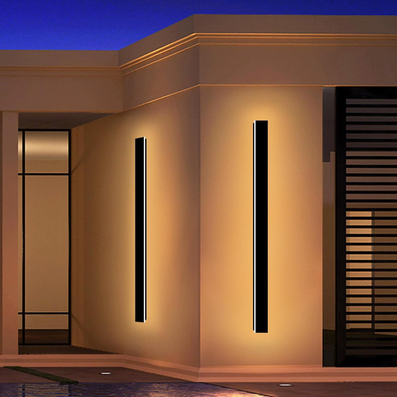 Ivy Bronx Black LED 3000K Long Strip Outdoor Wall Light for Porch and ...