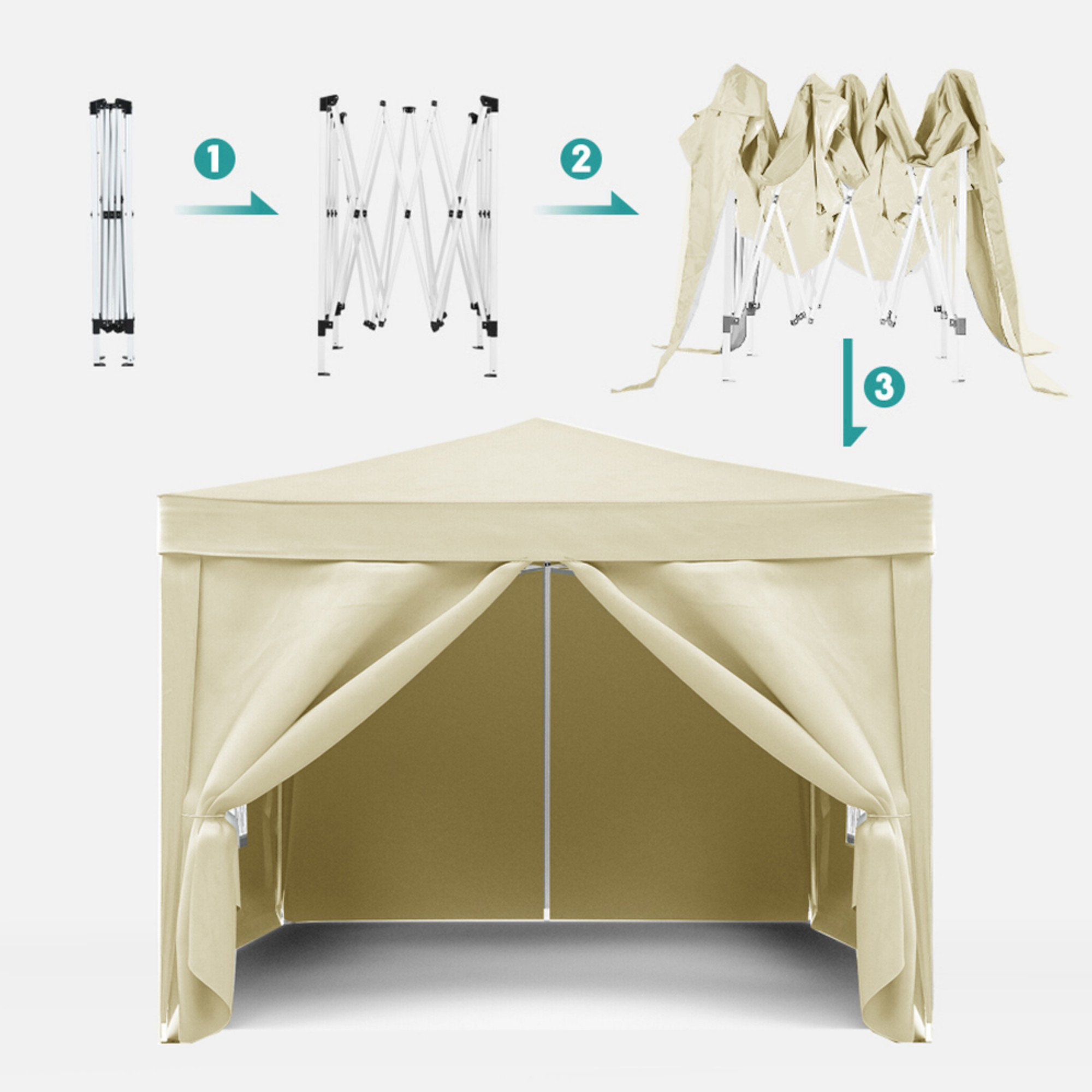 DELTA FURNITURE 10'x10' Folding Canopy with 4 Removable Sidewalls ...