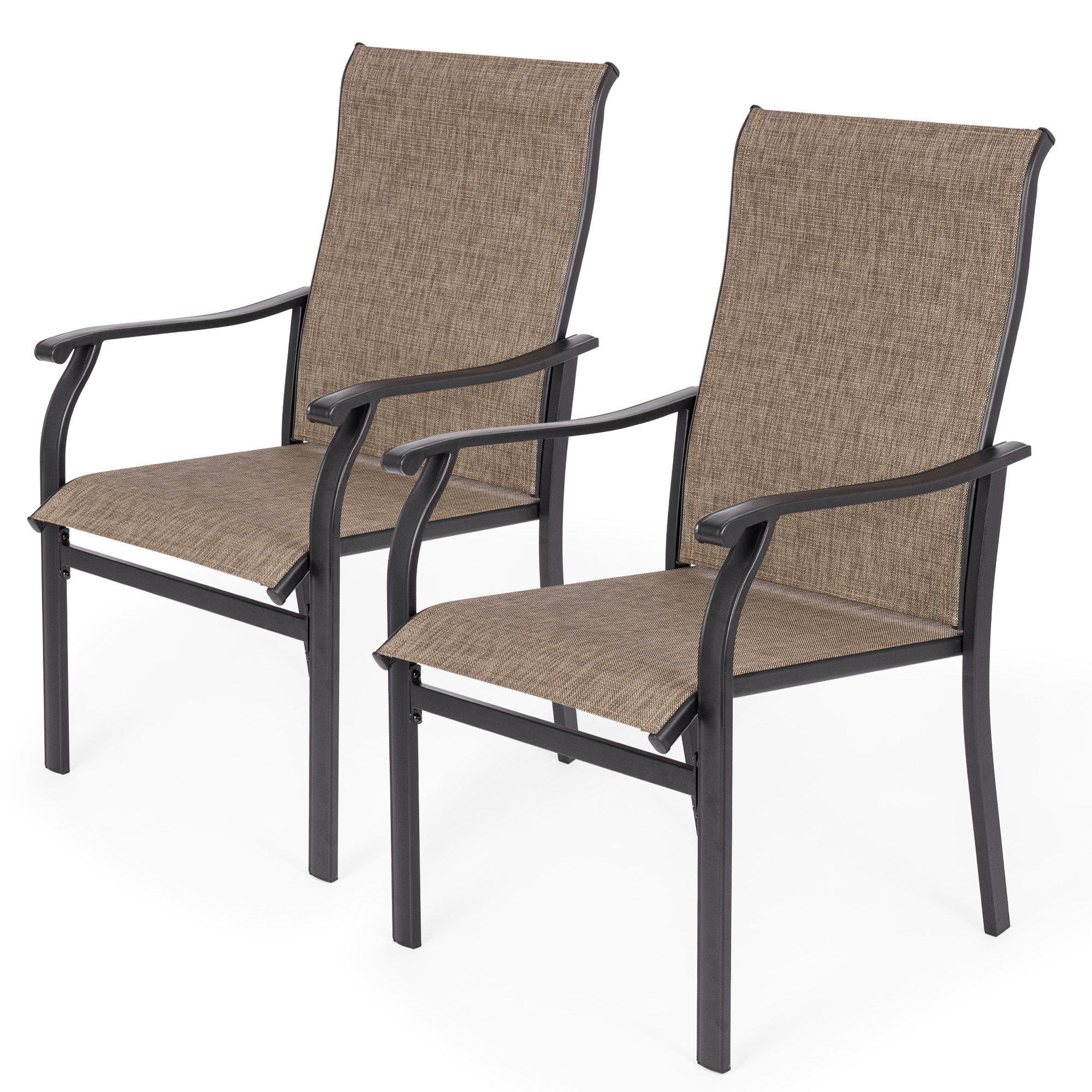 Latitude Run® Patio Dining Chairs, Textilene Fabric Iron Indoor/outdoor ...