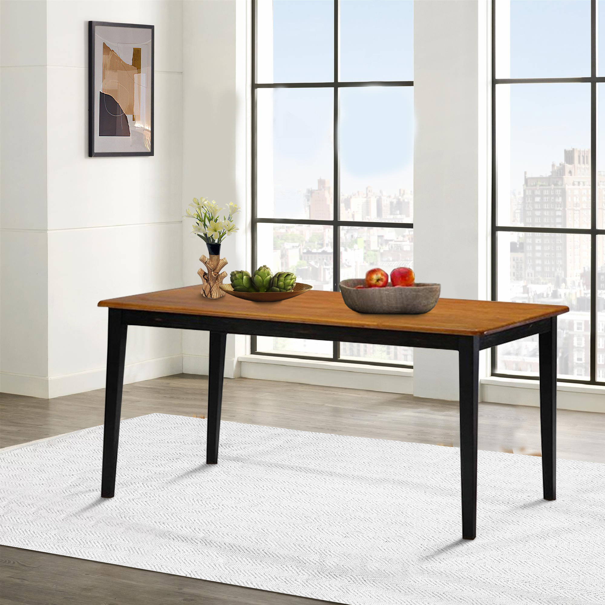 Latitude Run® Nova 60 Inch Rectangular Dining Table, Tapered Legs ...