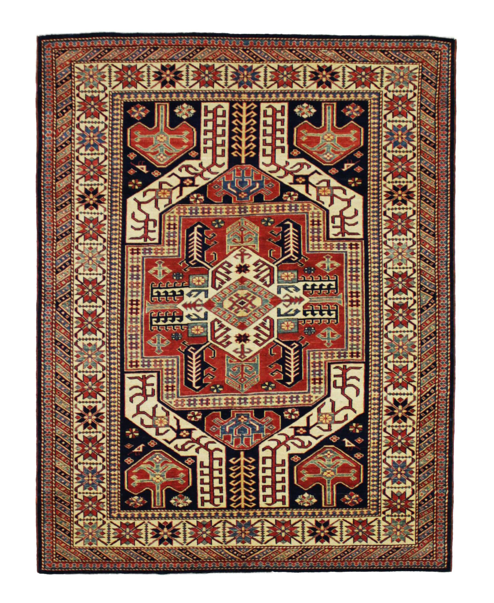 Home and Rugs Vintage, Handmade, 6X7, Navy And Ivory, Anatolian ...