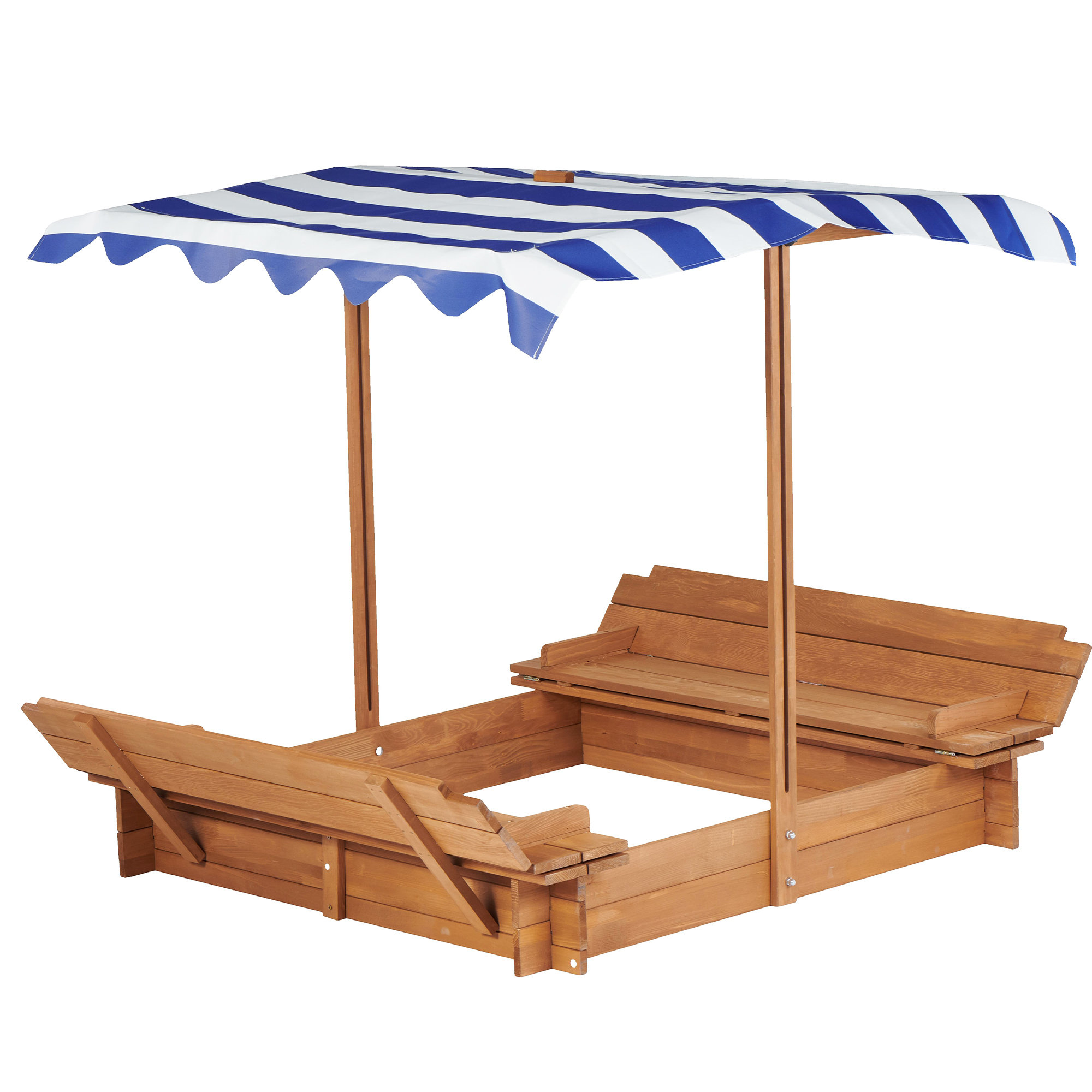 U Design Now Kids Sandbox with Cover, 46" Wooden Sand Box w/Adjustable ...