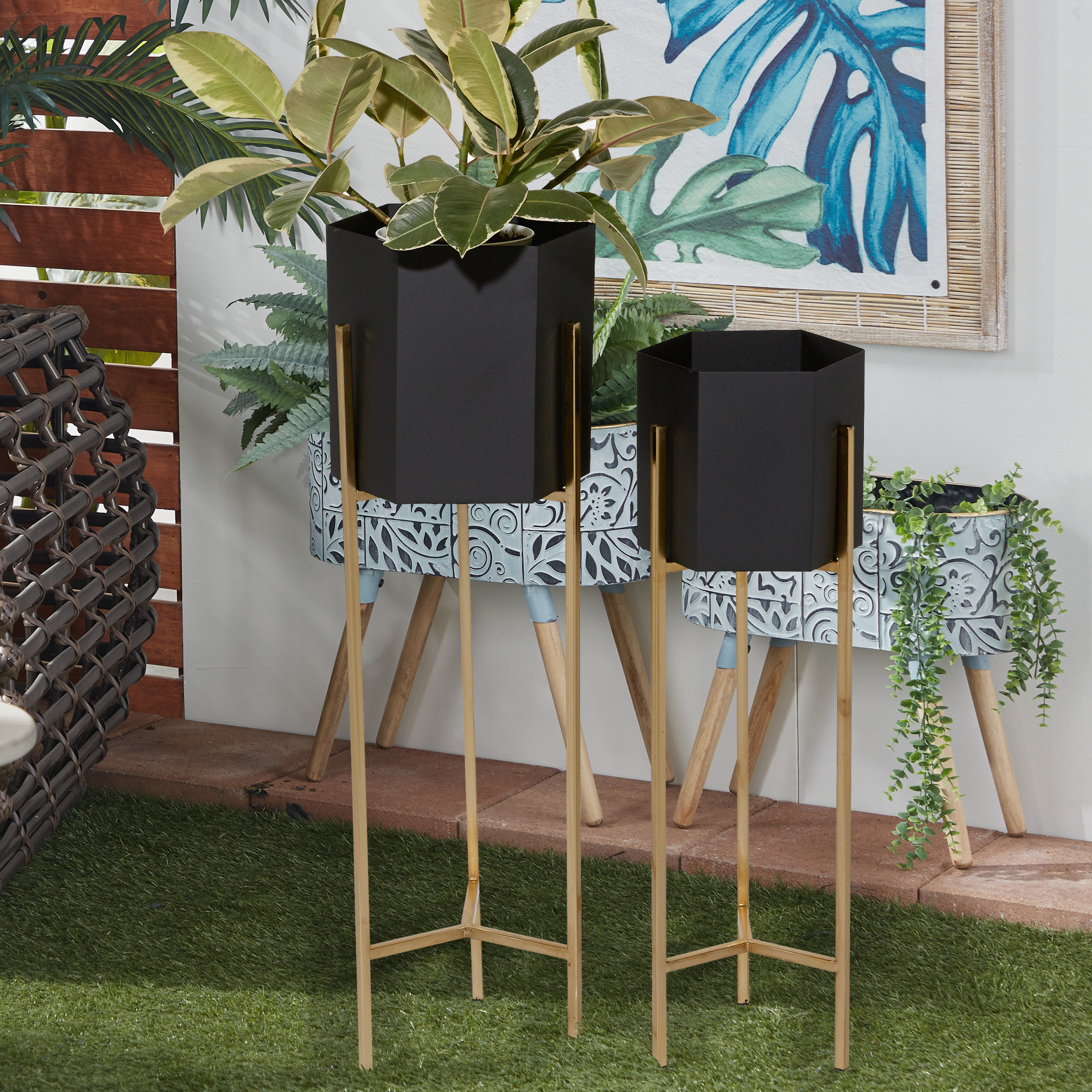 Mercer41 Hexagonal Indoor Planters, Set Of 2: 25", 30" - Wayfair Canada