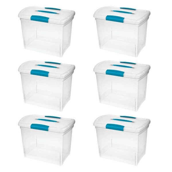Sterilite Large Nesting ShowOffs, Stackable Clear File Box with Lid ...