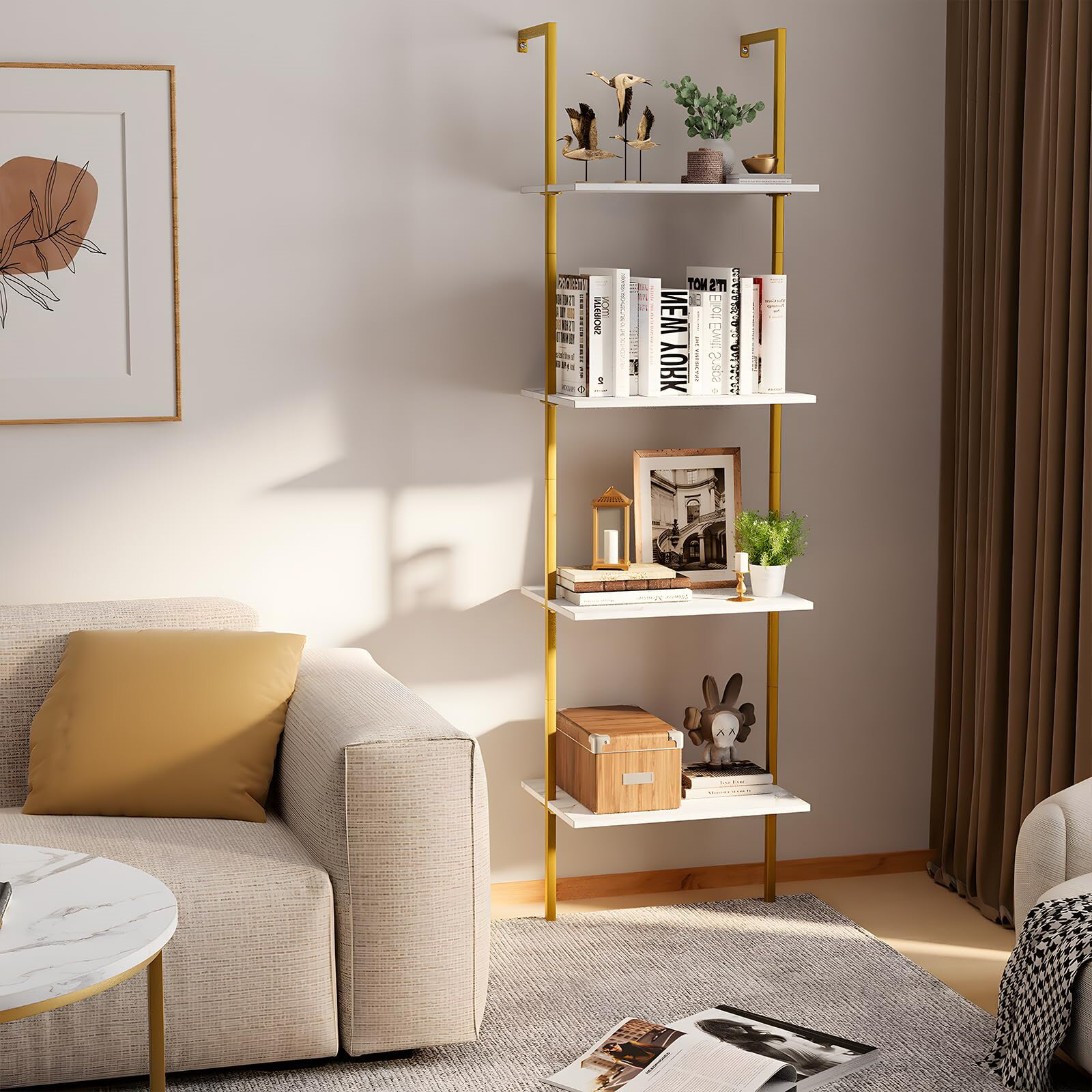 Mercer41 Ladder Shelf 4 Tiers Metal Industrial Bookshelf | Wayfair