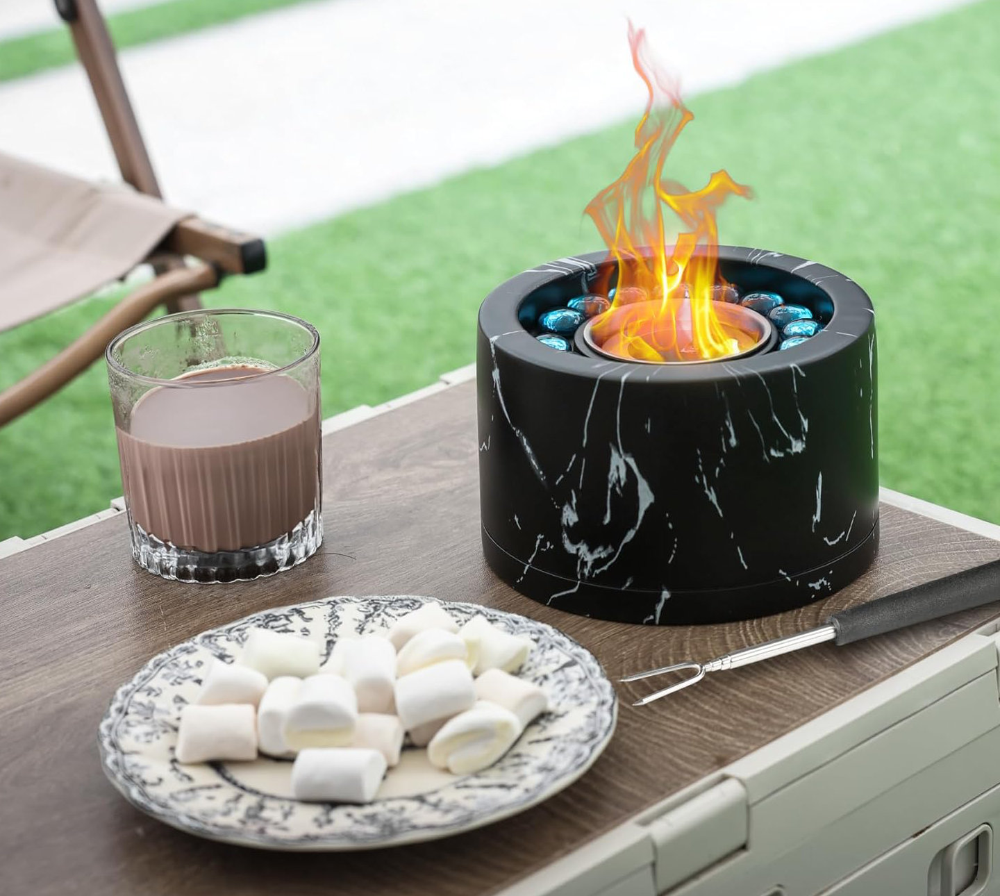 Wrought Studio™ Twinkle Star Tabletop Fire Pit Bowl, Bio Ethanol Fuel ...
