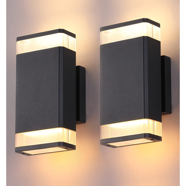 Latitude Run® Upper And Lower Light Outdoor Wall Light, 2-Piece ...