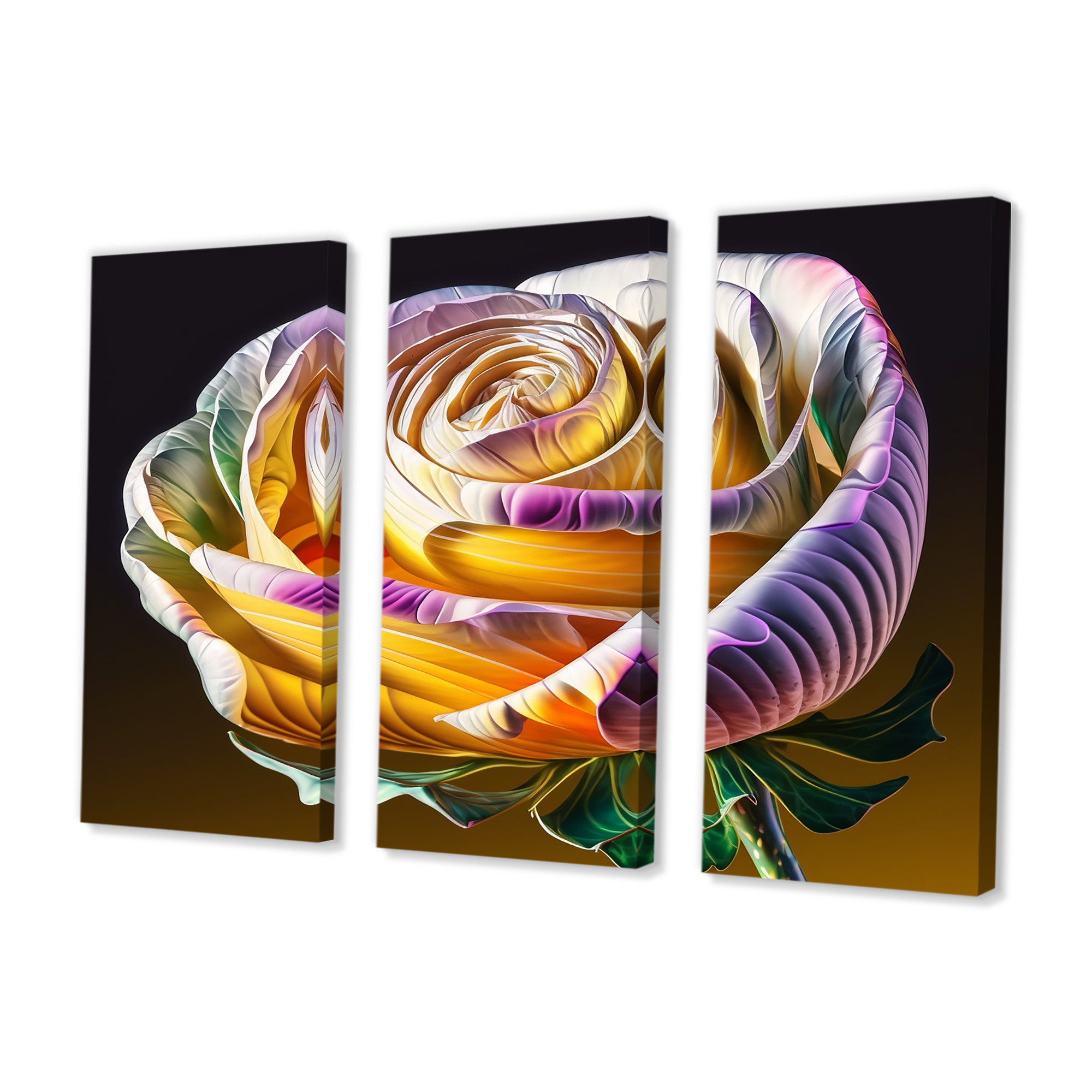 Red Barrel Studio® Rainbow Blooming Crocus Rose I - 3 Piece Print on ...