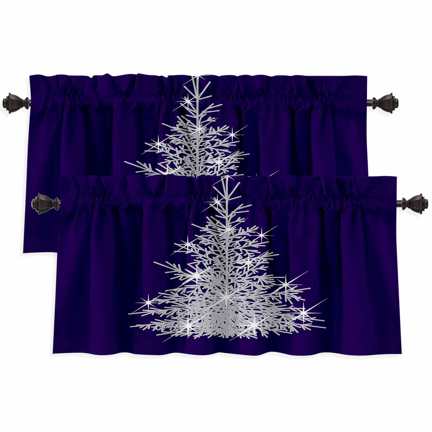 Ophelia & Co. Blue 52"W Abstract Christmas Tree Snow White Art Window ...