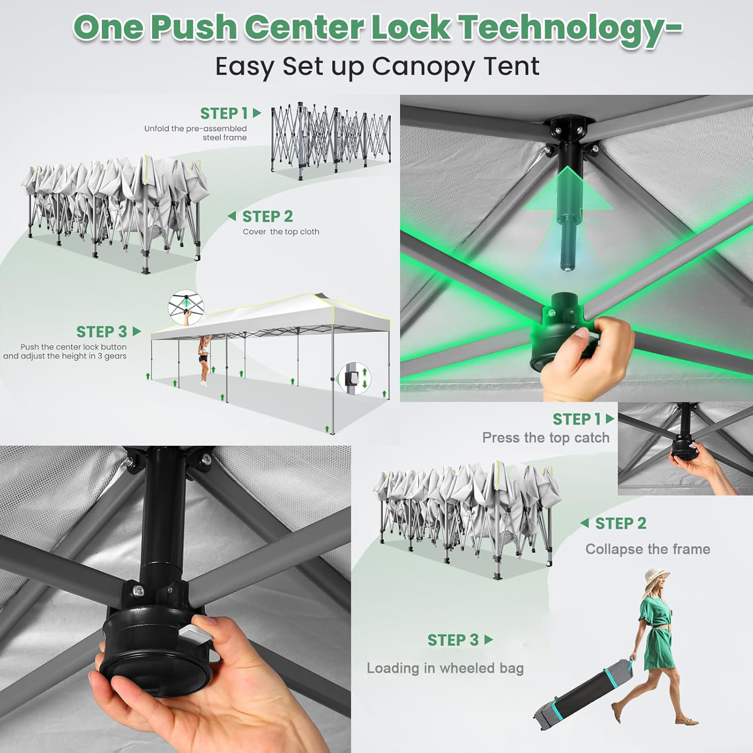 Cobizi 10x30 Pop Up Canopy, Waterproof Pop Up Canopy, Outdoor Tent ...