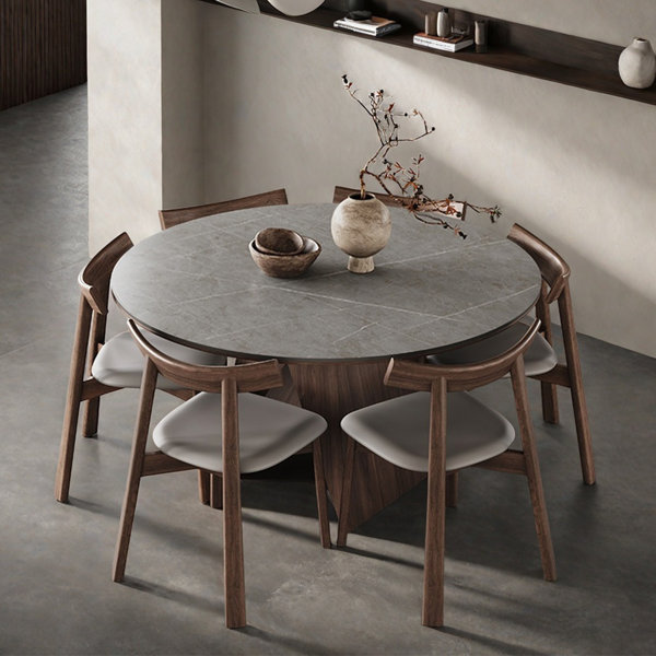 Elamer Italian style modern simple round dining table set | Wayfair
