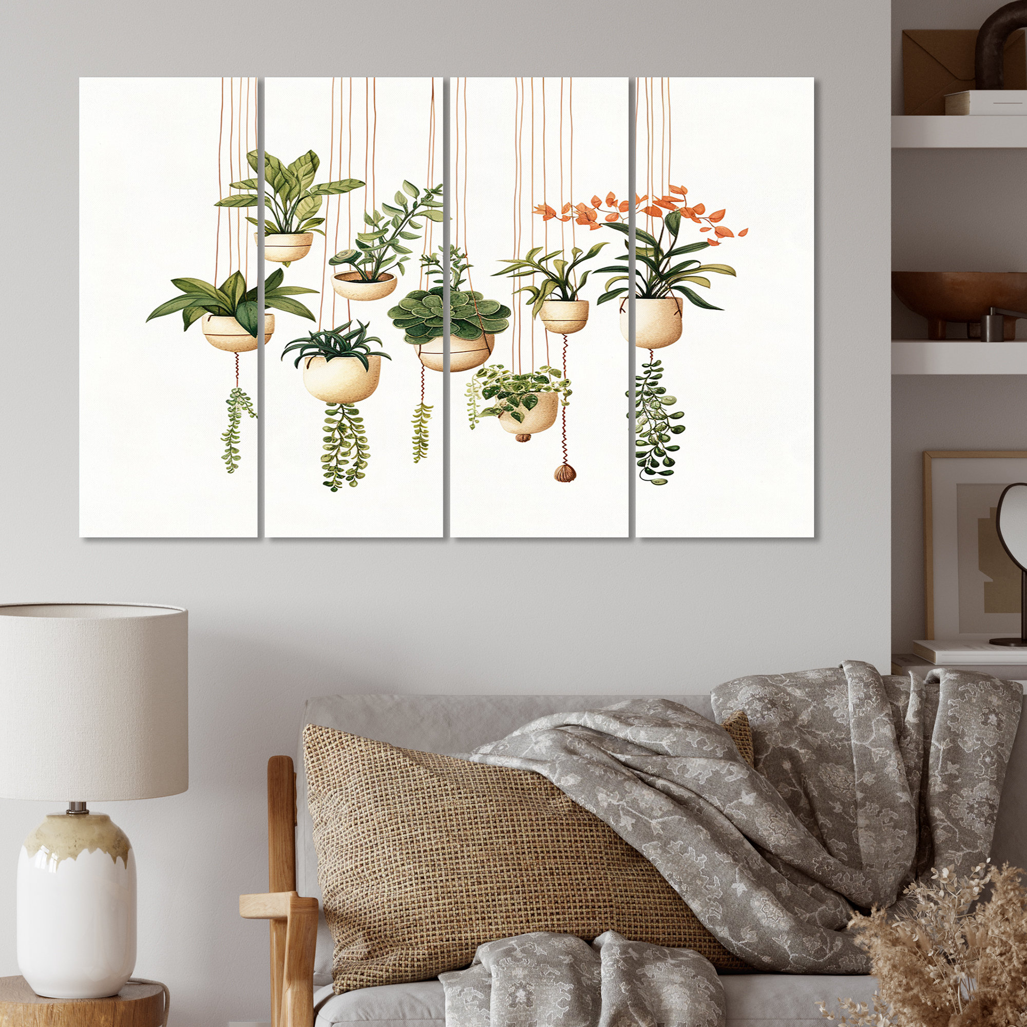 Winston Porter Hanging Decorative Botanical Boho Plants VII On Canvas 4 ...