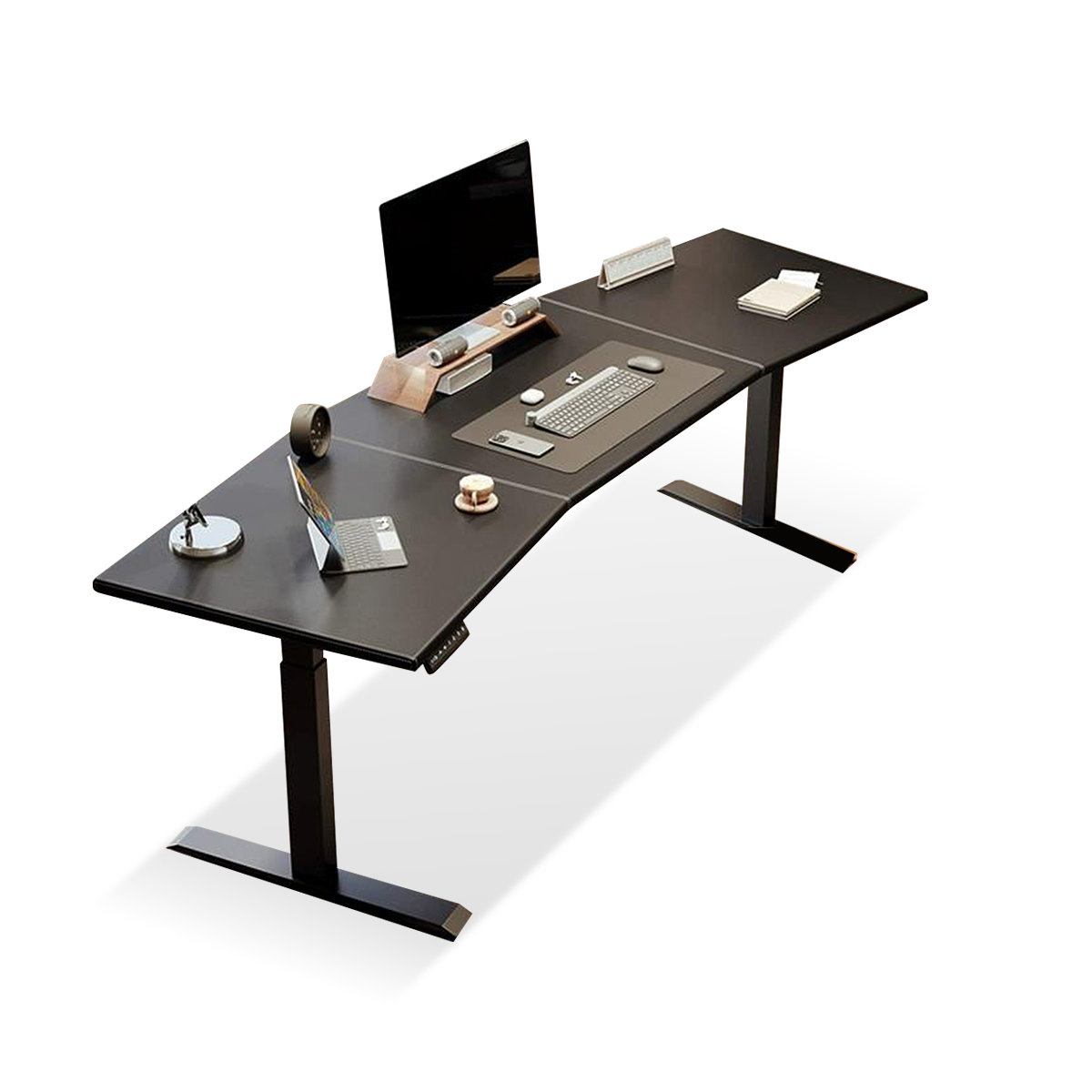 Wren Decors Black Curved Hight adjustable Solid Wood desk | Wayfair