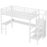 Latitude Run® Metal Loft Bed In Twin Xl Size, White Color, With Built ...