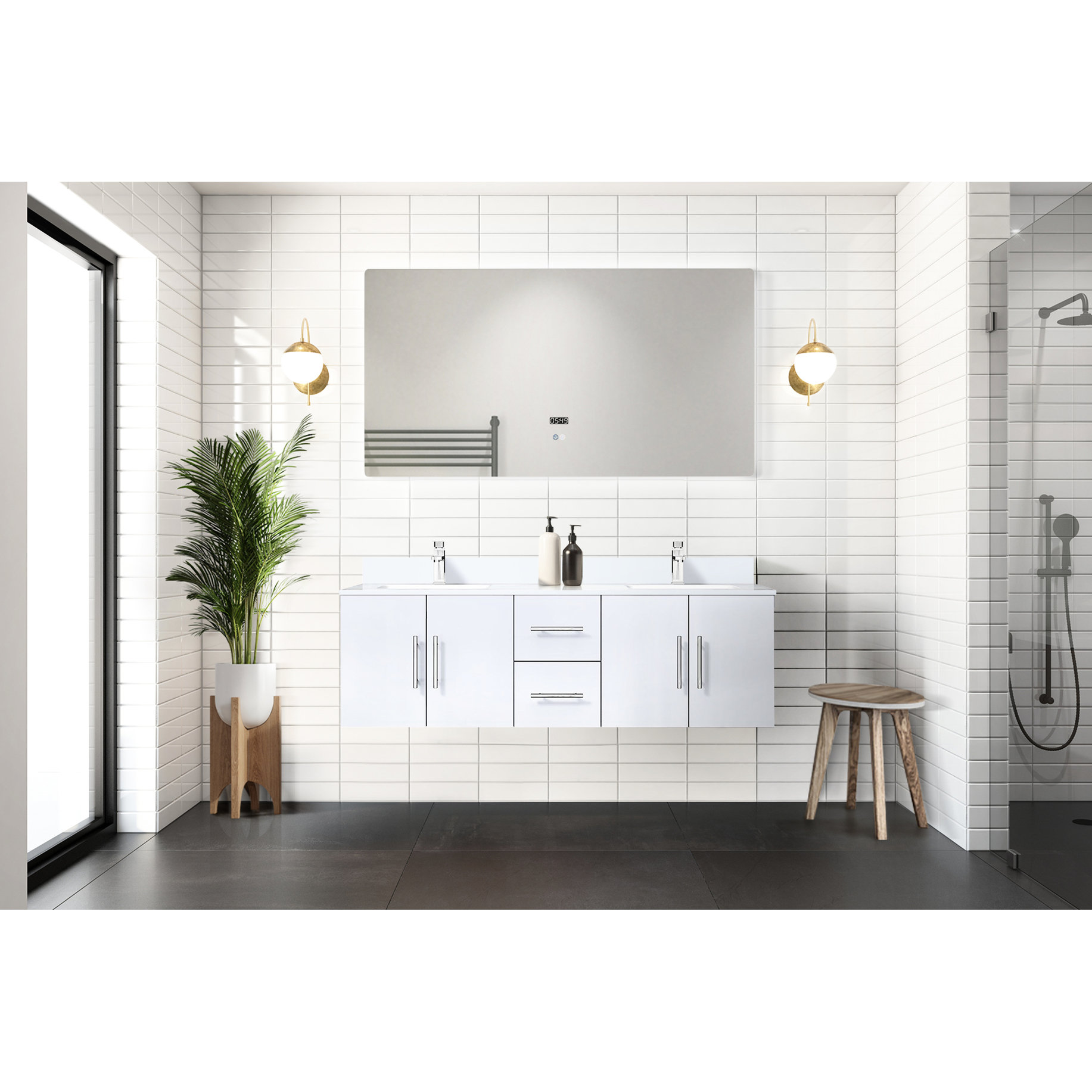 Latitude Run® 60" W X 22" D Glossy White Bathroom Vanity. Cultured ...