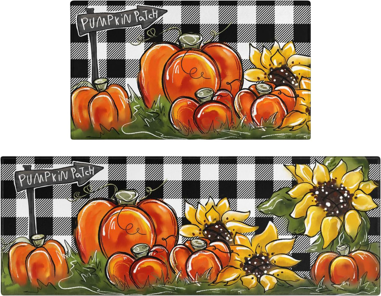 Rosalind Wheeler Pumpkin Patch Sunflower Kitchen Rugs Set Of 2 | Wayfair
