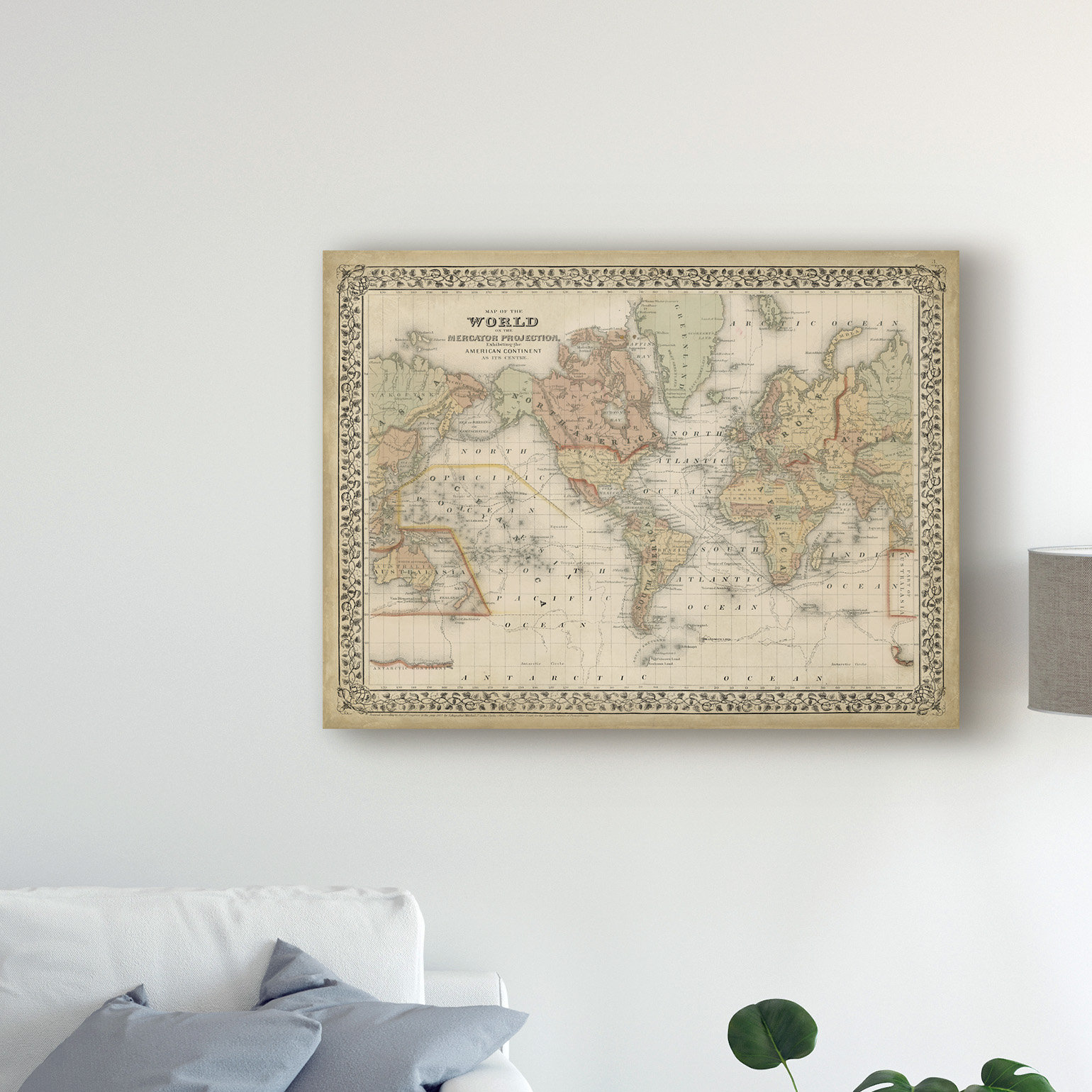 East Urban Home 'World Map' Drawing Print on Wrapped Canvas & Reviews ...