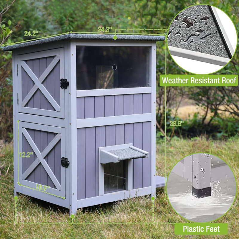 Tucker Murphy Pet™ Cat House Outdoor Weatheproof Feral Cat Shelter ...