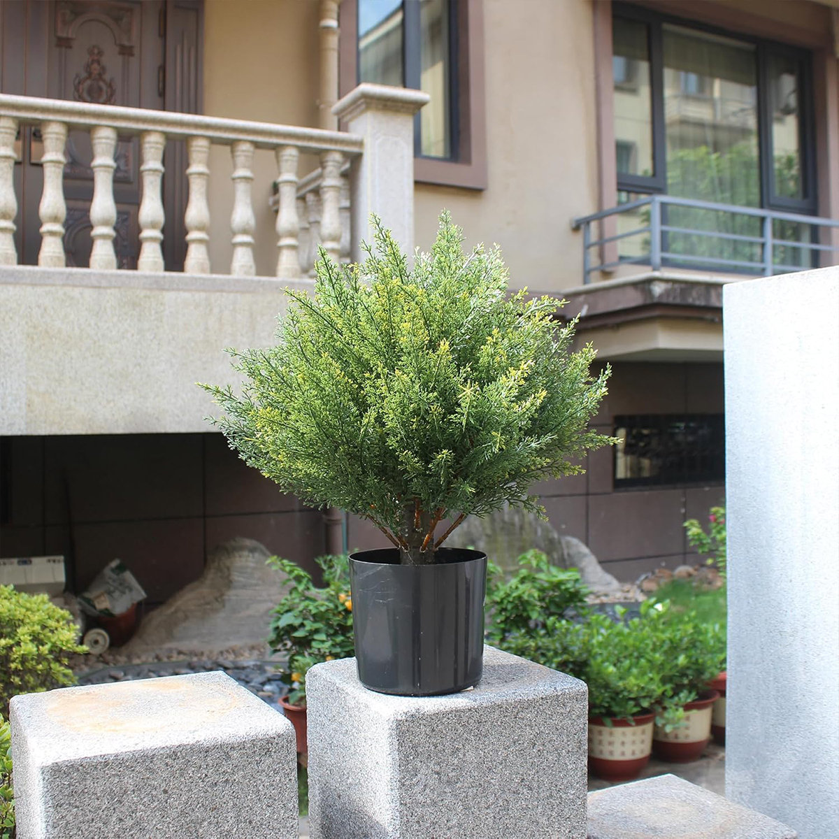 Primrue Set Of 2 Artificial Topiary Ball Tree, 23.6'' Faux Little Bush ...