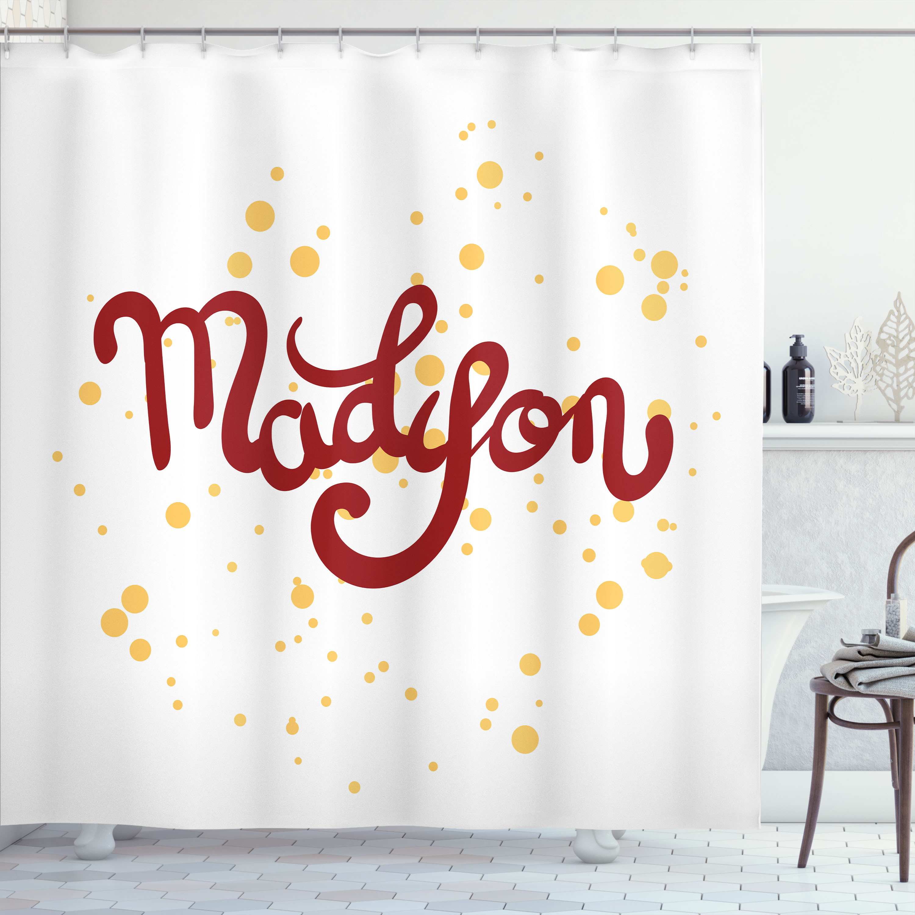 East Urban Home Madison Shower Curtain Cursive Alphabet Design | Wayfair