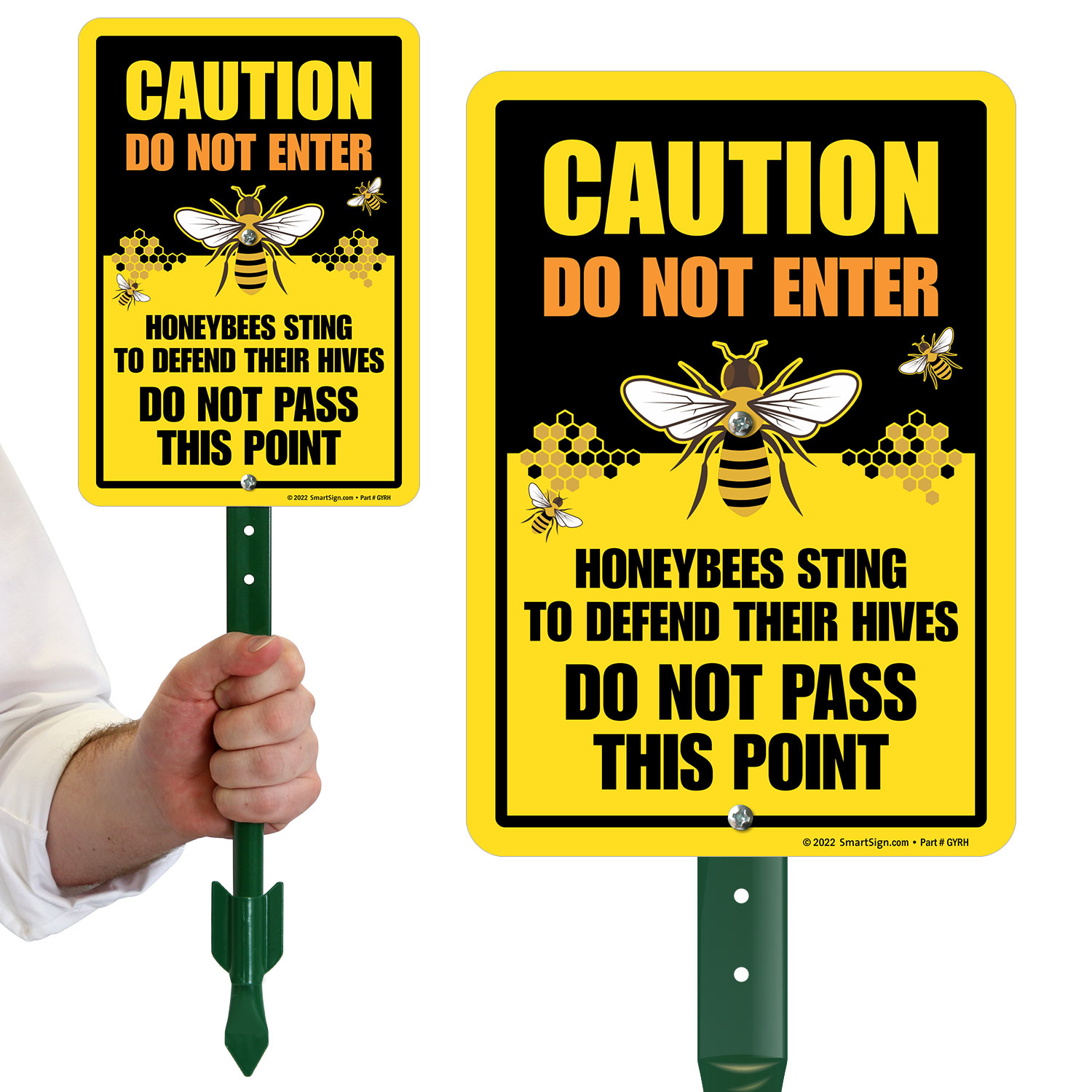 SmartSign Caution Do Not Enter Honeybees At Work Sign Sign And Stake ...