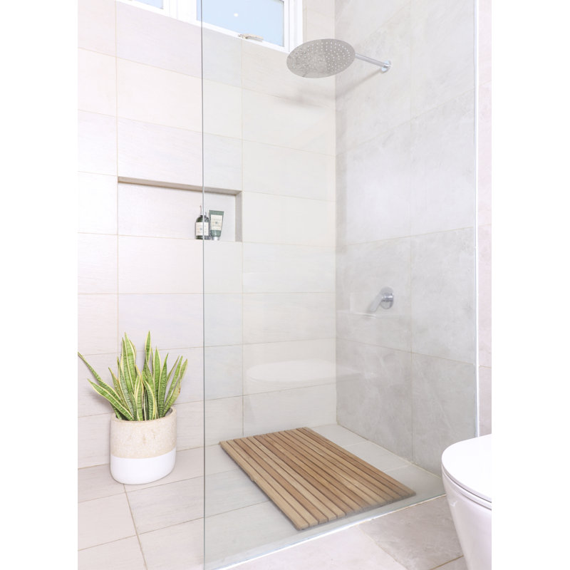 Rebrilliant Angelina Teak & Wood Shower Mat with Non-Slip Backing ...