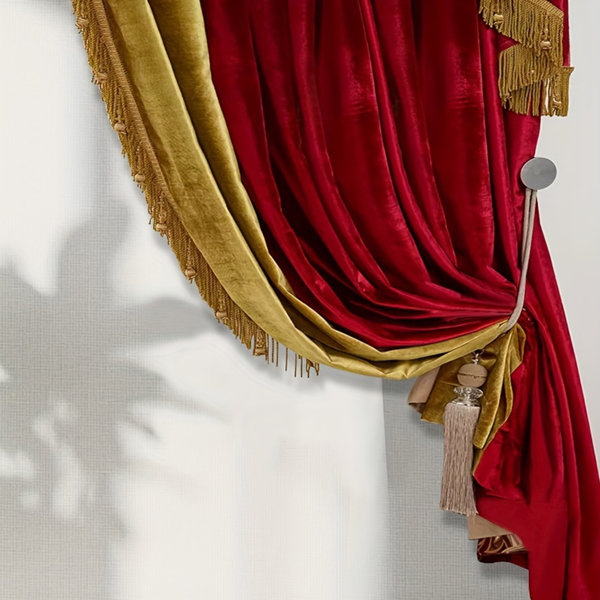 Rosdorf Park American Thick Velvet Red High-end Curtain Fabric Finished ...