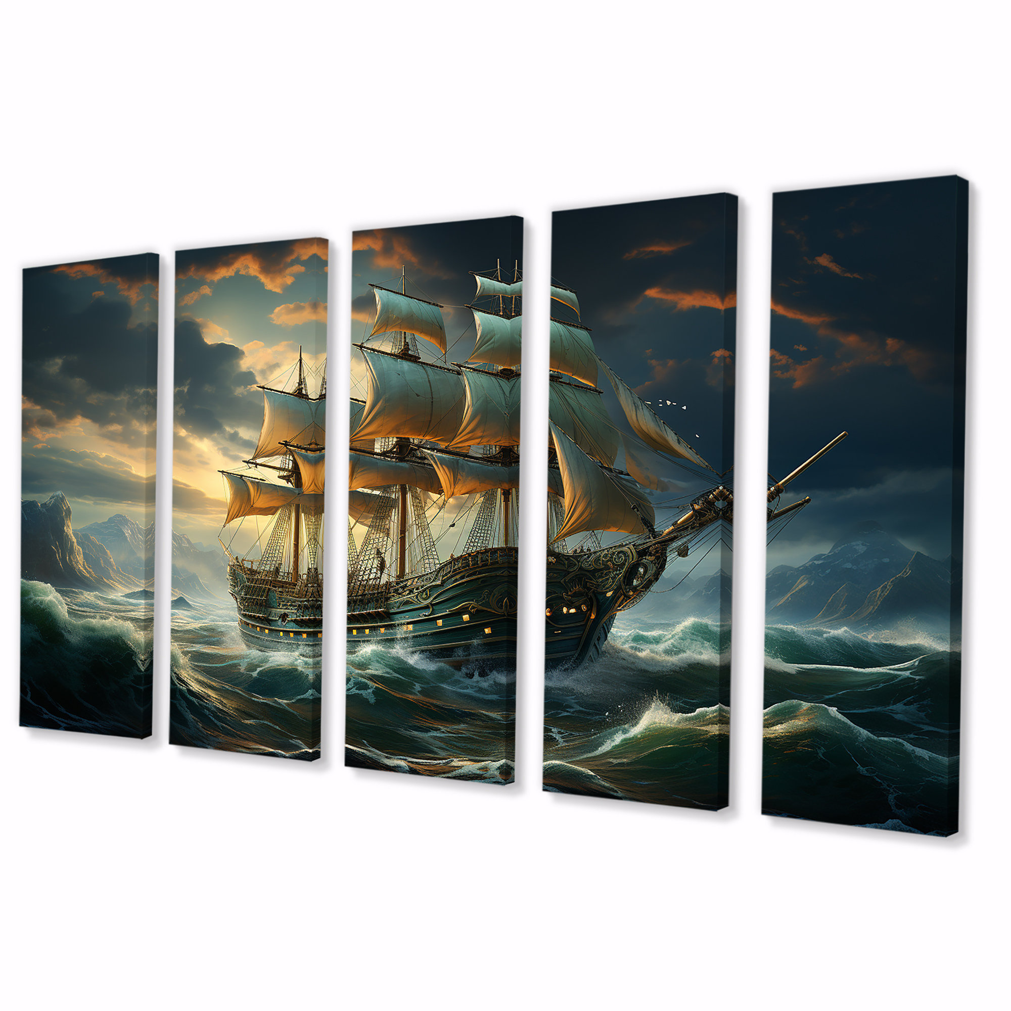 Breakwater Bay Pirate Ship Legacy I - Pirate 5 Piece Wall Art - Wayfair ...