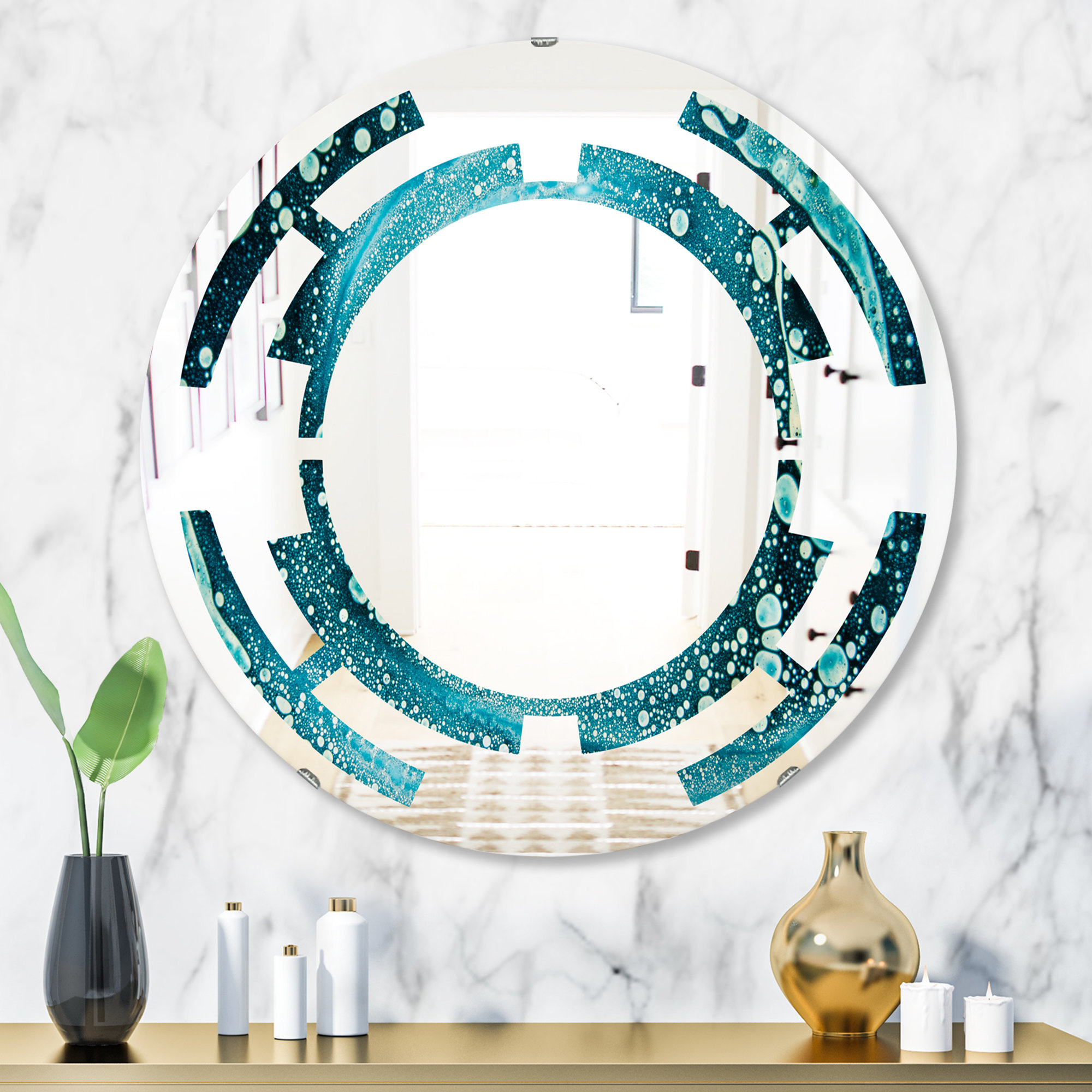 East Urban Home Whirl Trendy Geometry Shapes Modern Wall Mirror ...