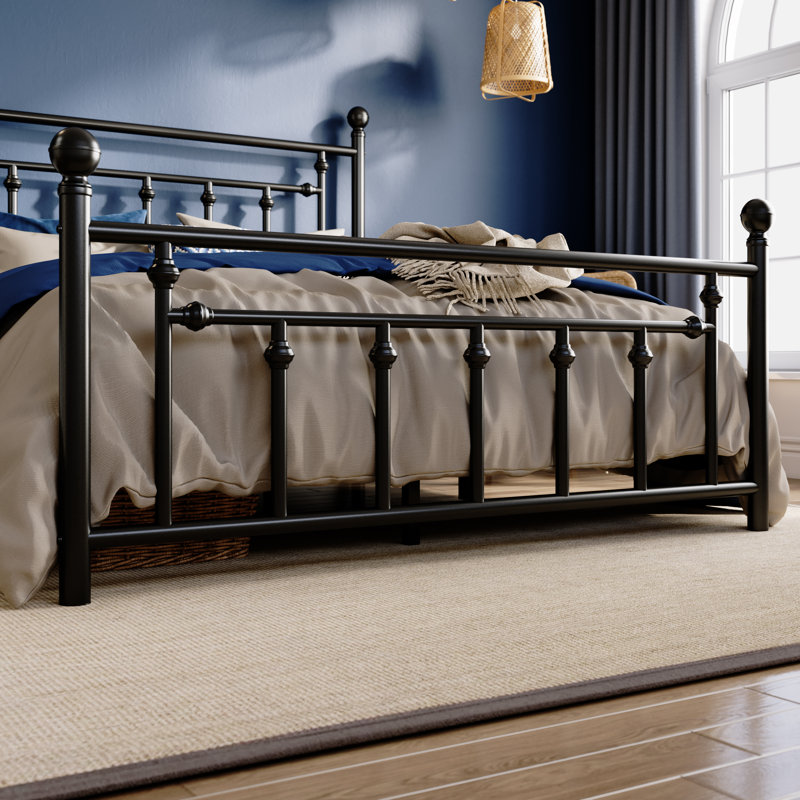 August Grove® Vintage Iron Bed Frame With Elegant Headboard - Sturdy ...