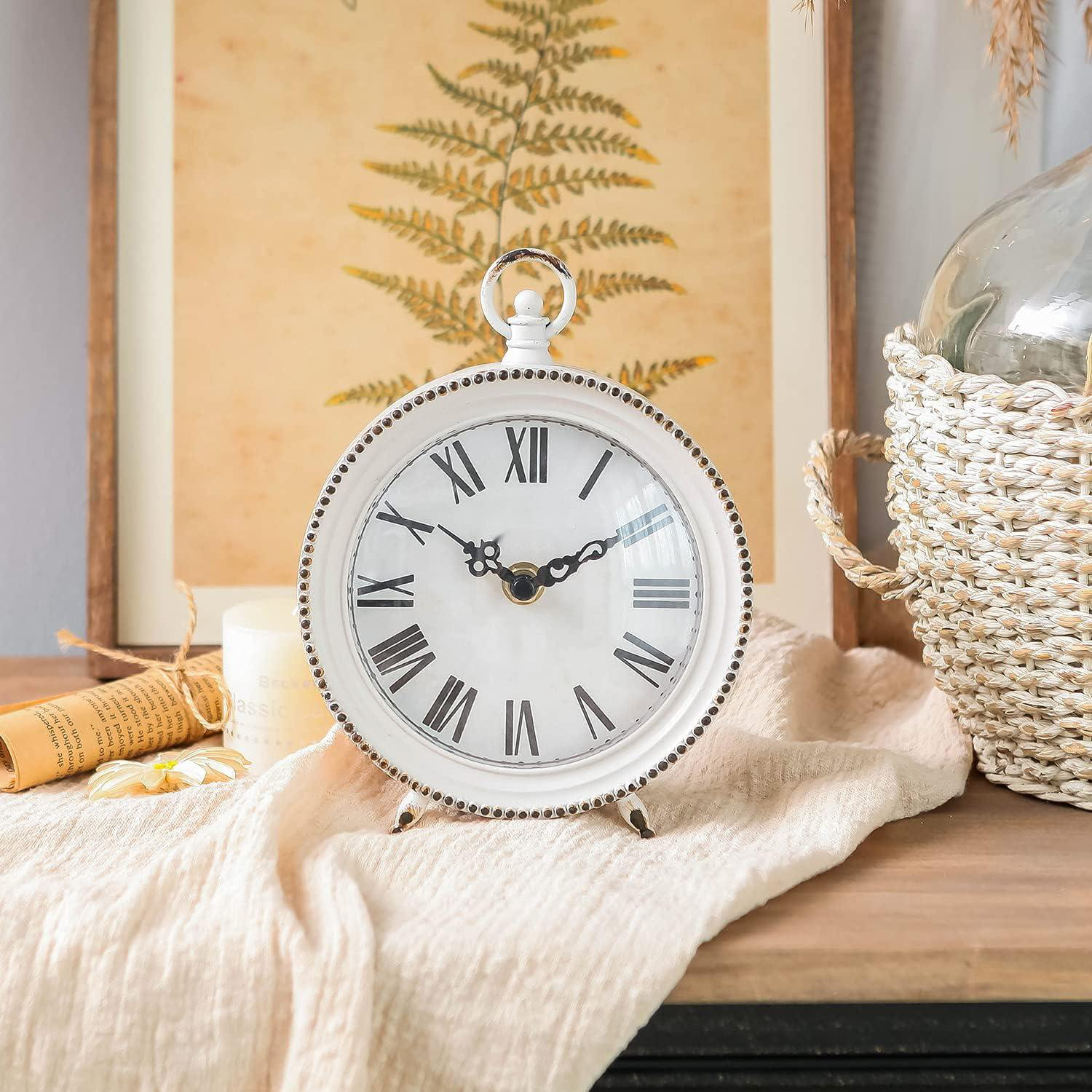 Ophelia & Co. Vintage Table Clock With Handle, Shelf Desk Top Clock ...
