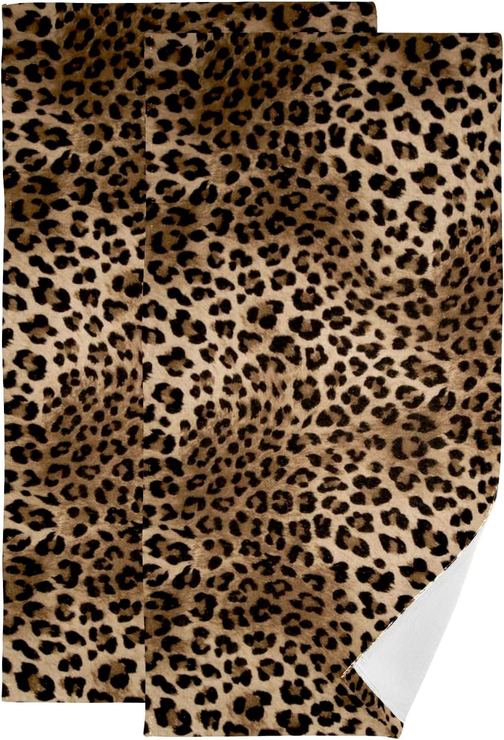 WIZIAT Brown Leopard Hand Towels For Bathroom,2 Pack Black Cheetah ...
