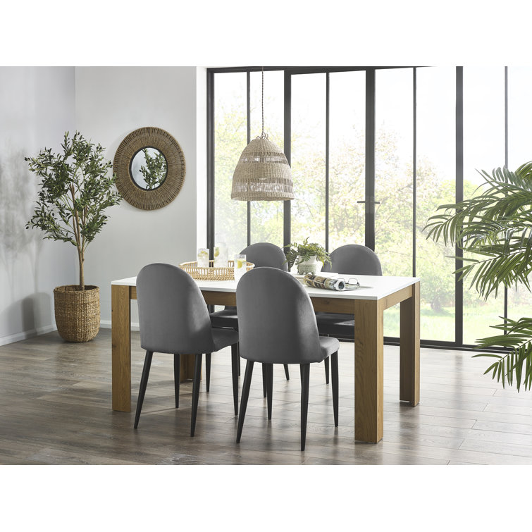 Fairmont Park Flow Dining Table Set - Rectangular White Table Top Oak ...