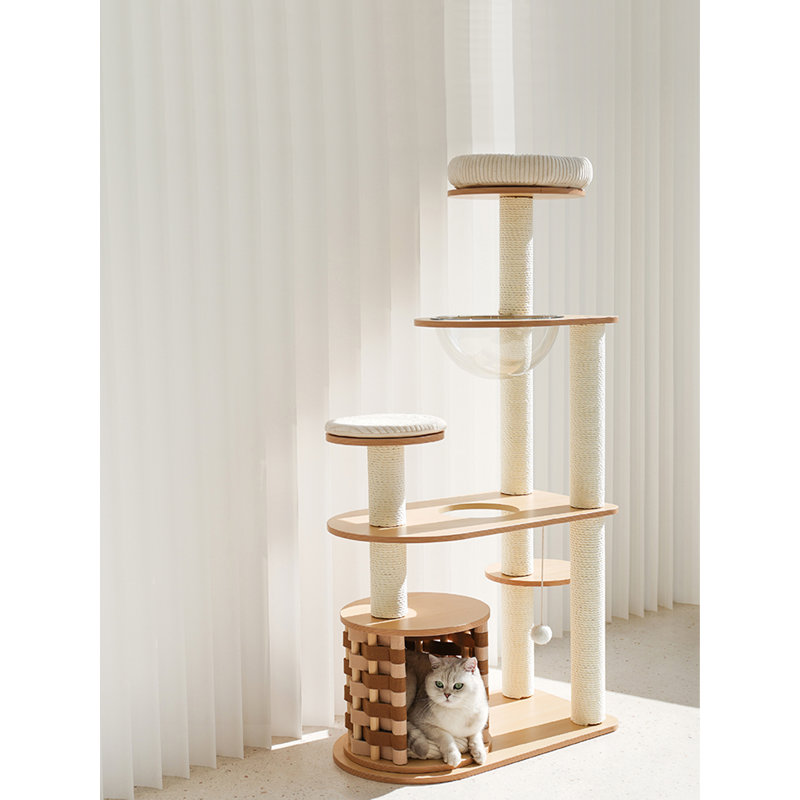 Rite Treasure 56.30" White Standard Solid + Manufactured Wood Cat Tree ...