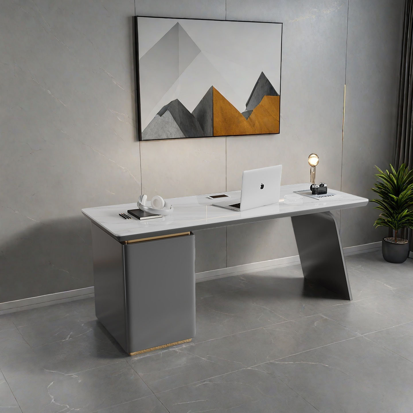 Orren Ellis Modern Slate-Top Home Office Desk | Wayfair