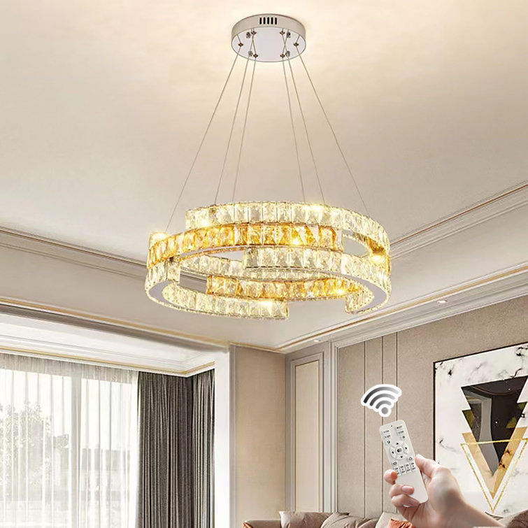 Mercer41 3 - Light Crystal Dimmable LED Geometric Chandelier - Wayfair ...