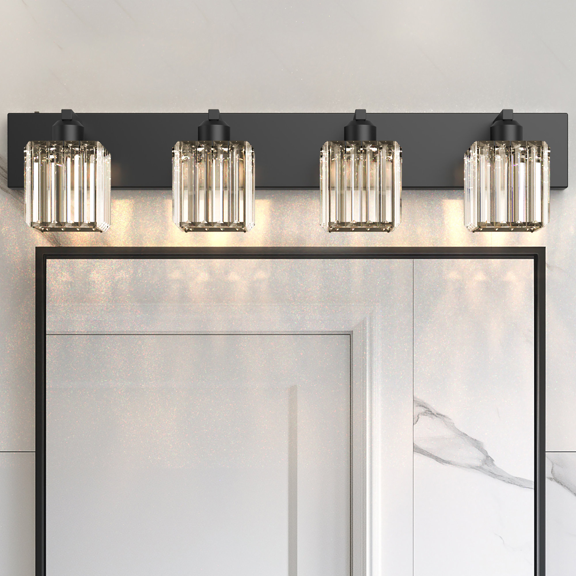 Everly Quinn 4-Light Dimmable LED Vanity Light With Crystal Accent ...