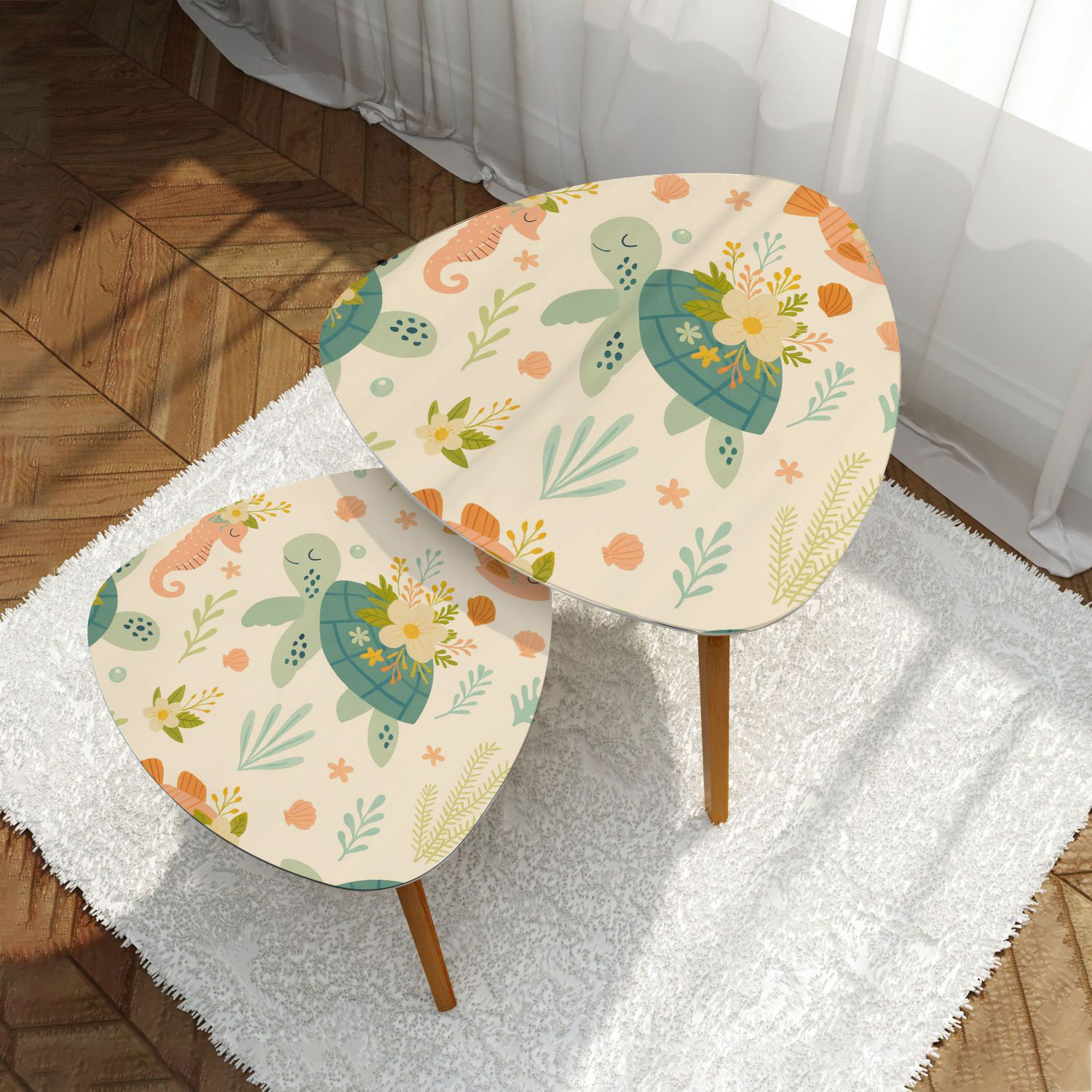 George Oliver Triangle Nesting Coffee Table Set of 2 turtle End Table ...
