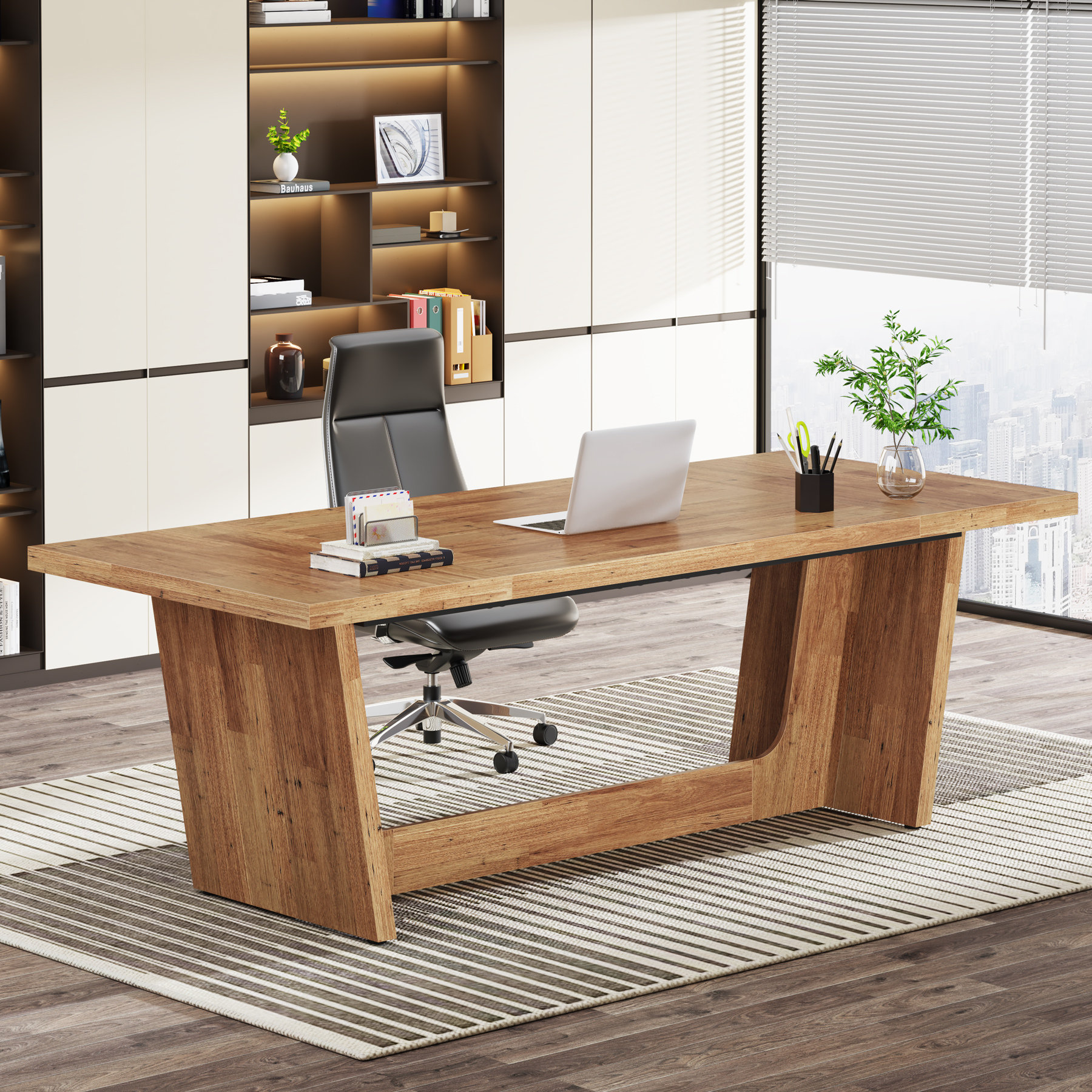 Millwood Pines 70.9" Executive Desk, Large Home Office Desk Desk ...