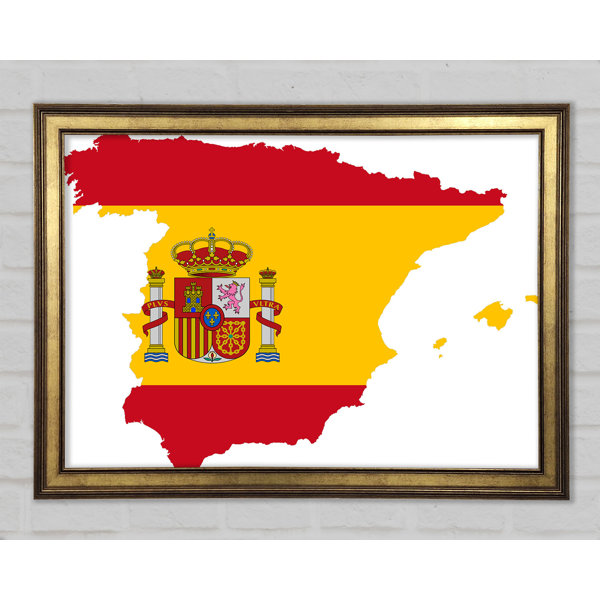 Ebern Designs Spainish Flag Map - Single Picture Frame Art Prints ...