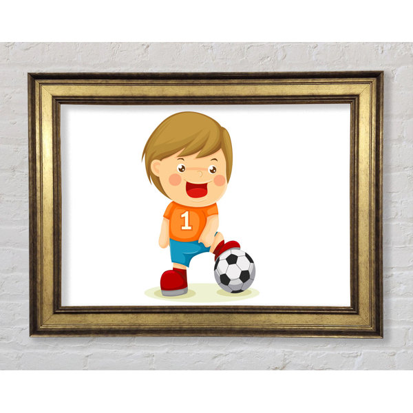 Brayden Studio Footballer Standing On Ball White - Single Picture Frame ...