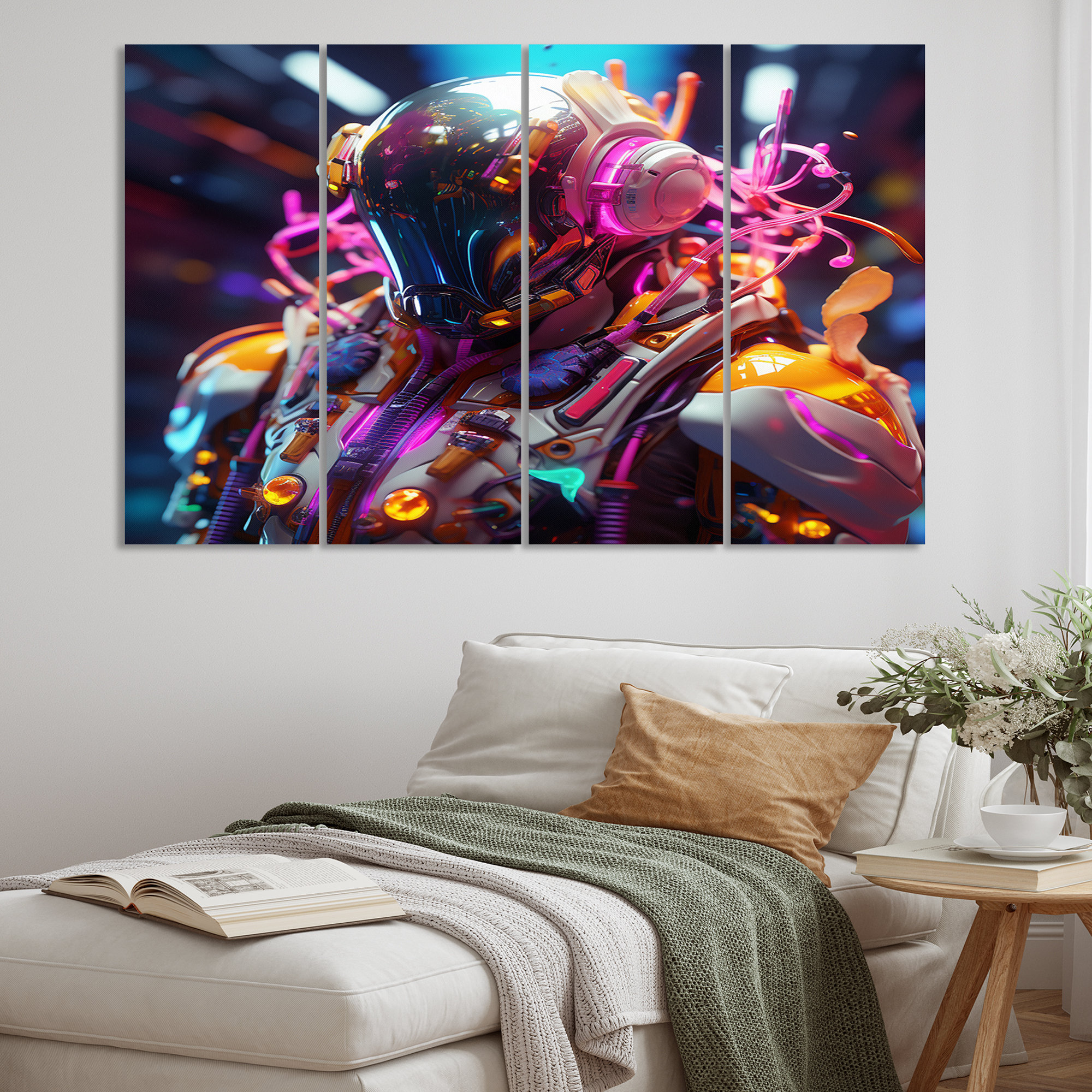 Design Art Sci-Fi Retro Futuristic Robot In Neon - Fantasy & Sci-Fi ...