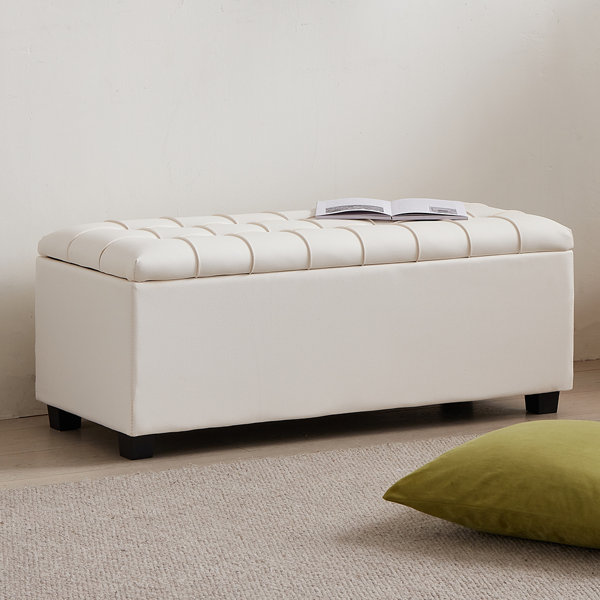 Ebern Designs Large 38 Inches long white Ottoman Bench with Storage ...