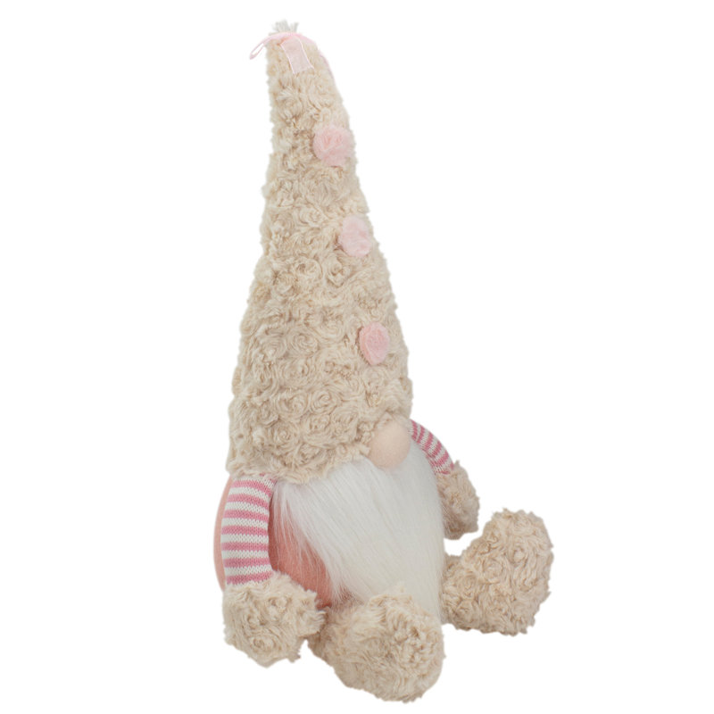Northlight 18" Pink Striped Sitting Spring Plush Gnome Table Top Figure ...