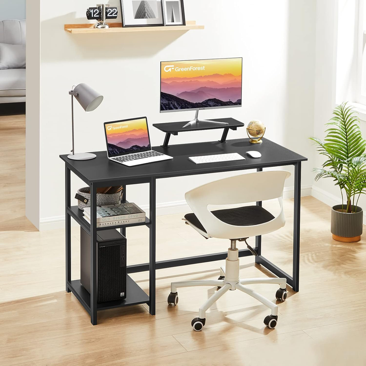 17 Stories Computer Desk 39 Inch with Monitor Stand, Office Desk with ...