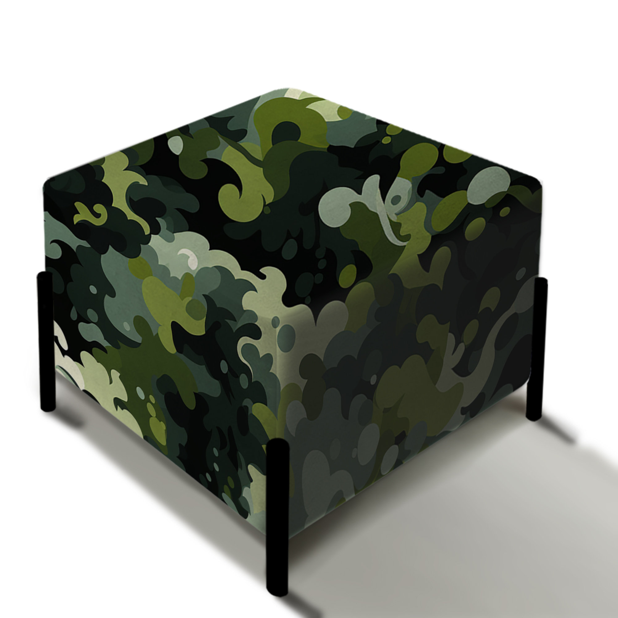 Design Art Lush Camouflage Jungle - Camouflage Square Ottoman | Wayfair