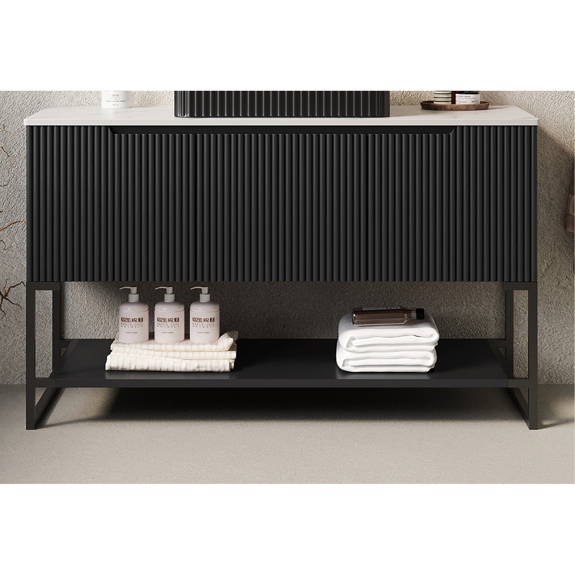 Ebern Designs 48" TULIO Freestanding Carrara White White Sintered Stone ...