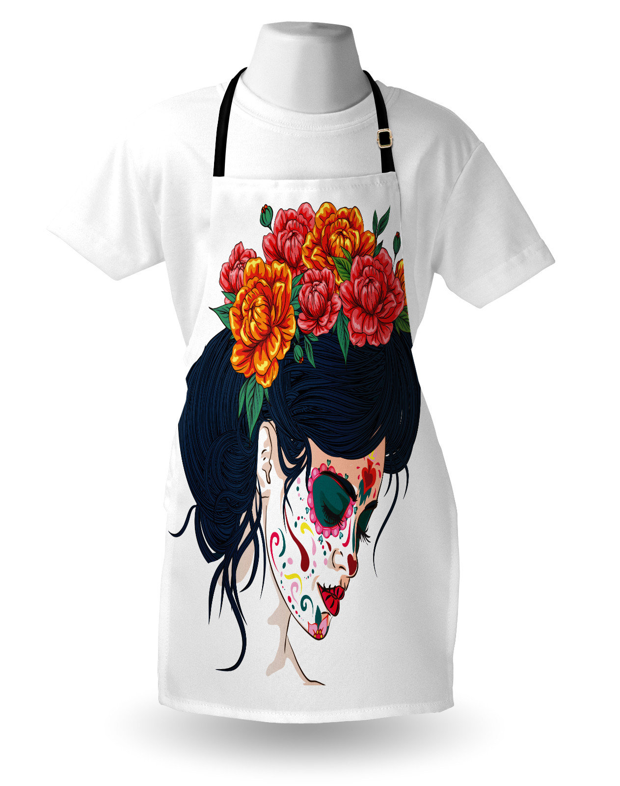 East Urban Home Day of the Dead Apron Unisex Mexican Girl Flora Adult ...