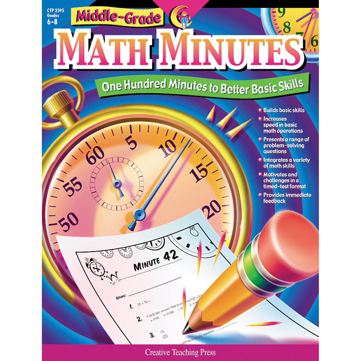 Creative Teaching Press Middle Grade Math Minutes Grade 6-8 Book | Wayfair